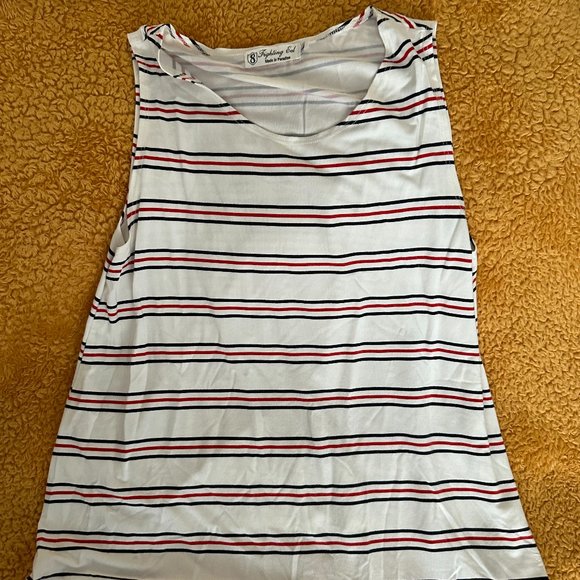 Fighting Eel | Tops | Fighting Eel Tank Curve L White Redblue Stripe ...